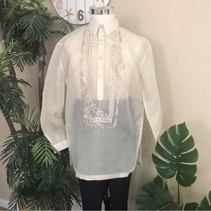 Shirts | Cream Beige Pina Silk Barong Tagalog With Classic Embroidery ...